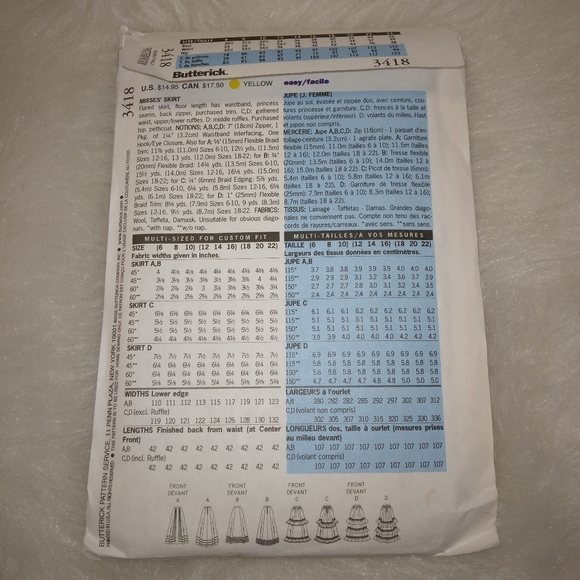 Butterick | Office | Butterick 348 Sz 61 Making History Skirt In 4 ...